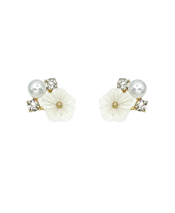 Mop Flower & Pearl Earring