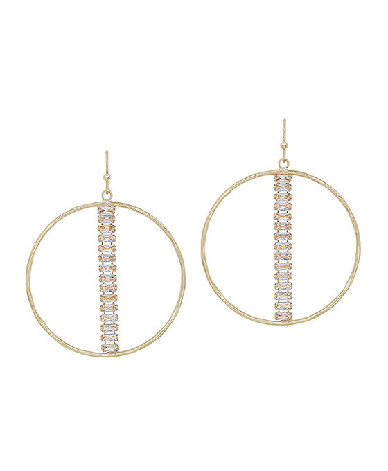 Round Metal w/ Crystal Layered Earring