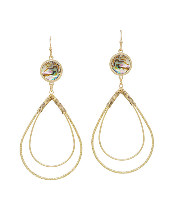 Mop Accent Double Teardrop Wire Earring