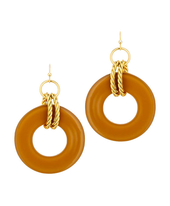 Circle Acetate Rope Metal Earring