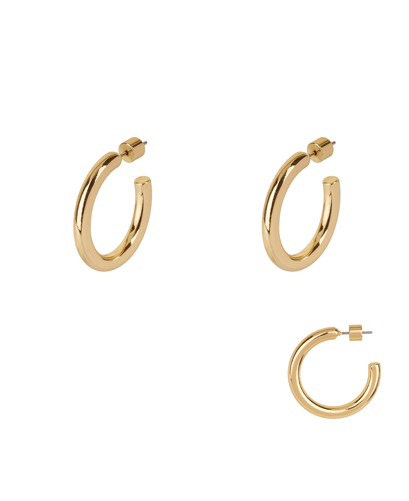 Metal Cylinder Back 30mm Hoop Earring