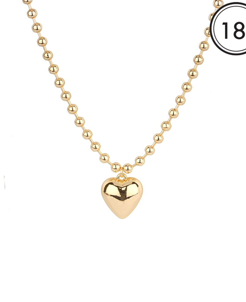 6mm Ball Chain w/ 24mm Heart Short Necklace