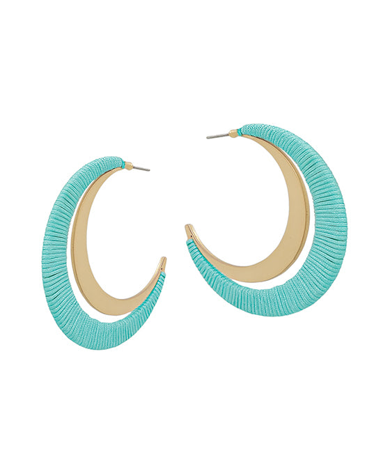 2 Inches Double Half Moon Thread Wrapped Earring